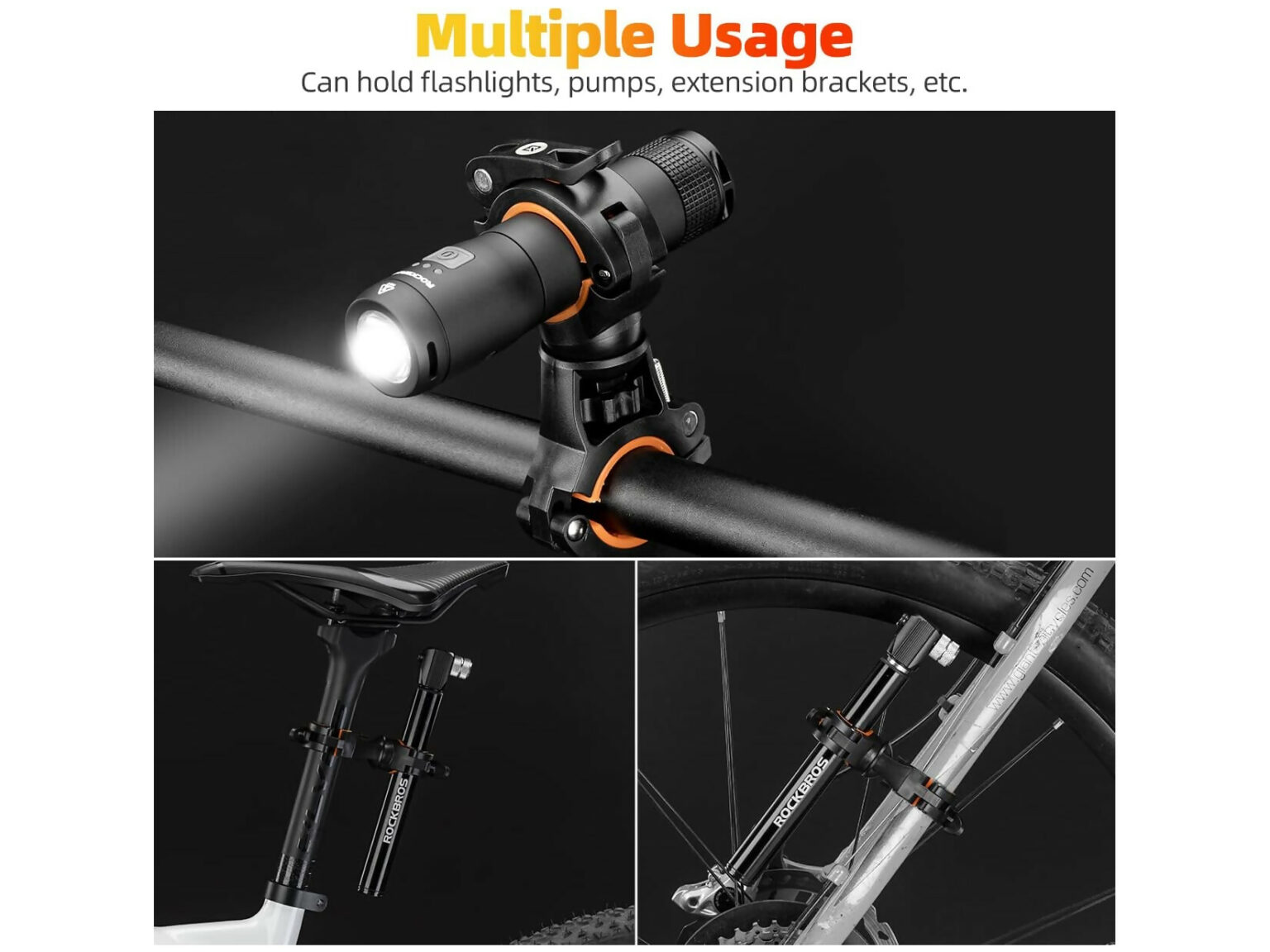 RockBros Bike Flashlight Mount 360 Degree, Light Mounting Holder ...